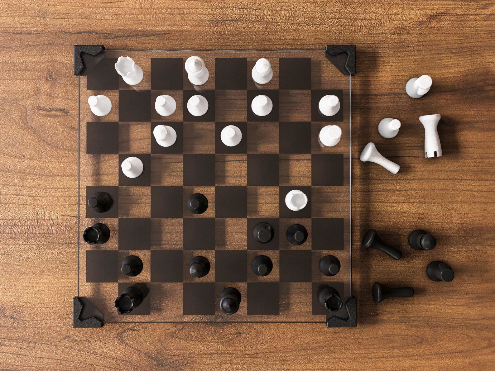 Modern Design Chess Set, Unique Chess Set, Glass Chessboard, Extra ...