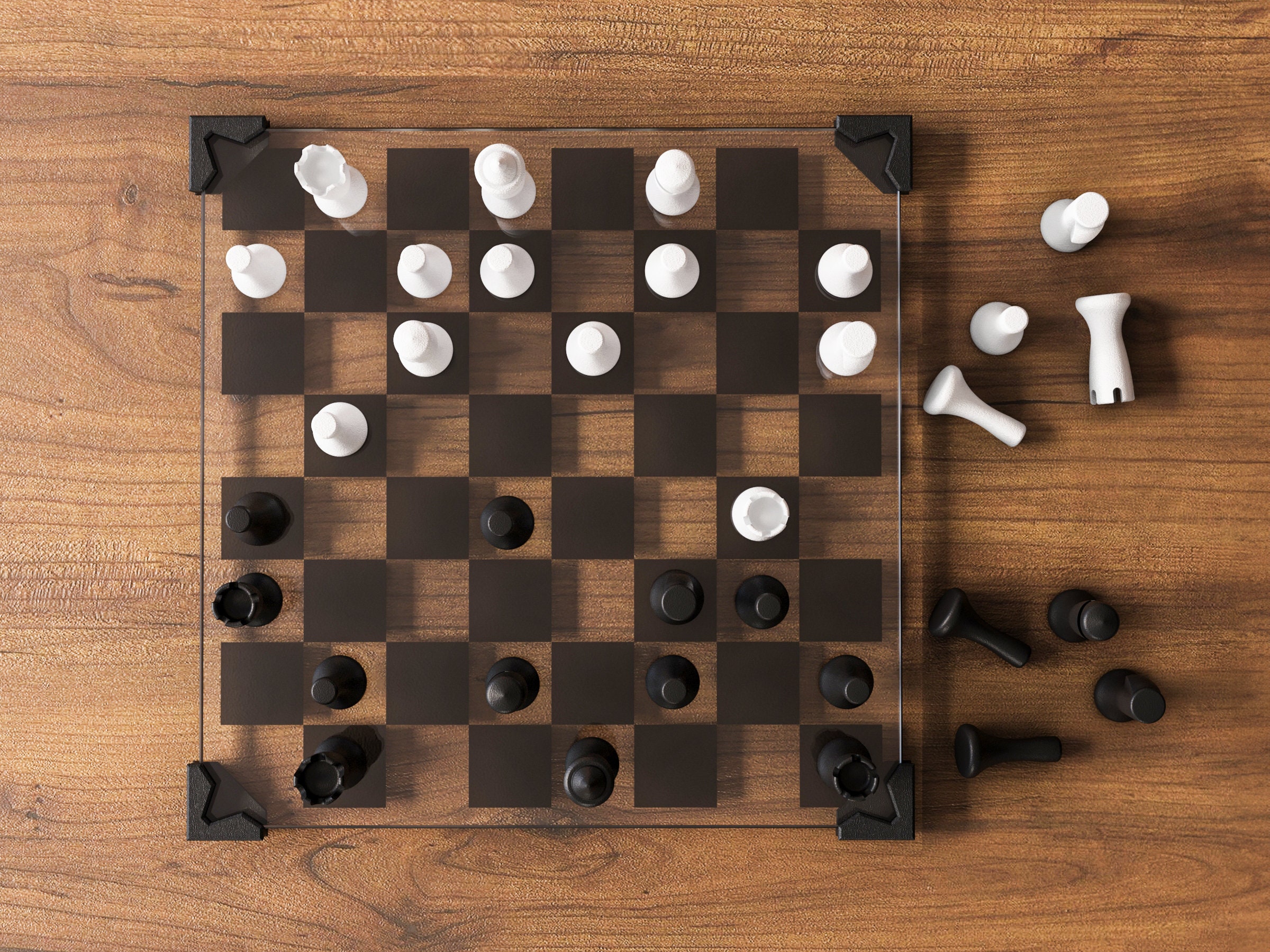 Modern Design Chess Set, Unique Chess Set, Glass Chessboard, Extra ...