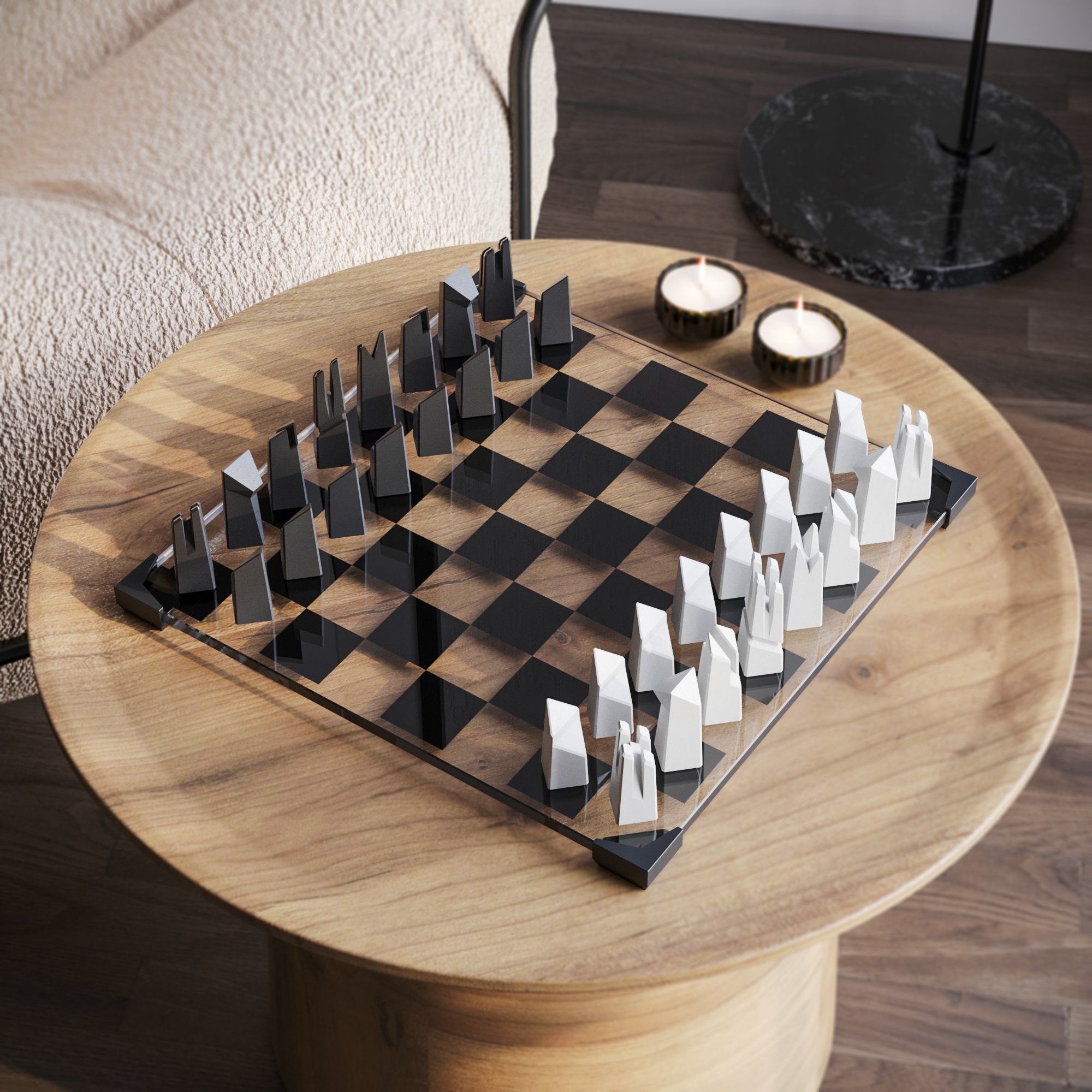Modern Glass Chess Set: Weighted PLA Pieces, 3D Printed - Etsy