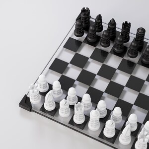 Black Friday Modern Glass Chess Set, Modern Geometric Chess Set, Unique ...