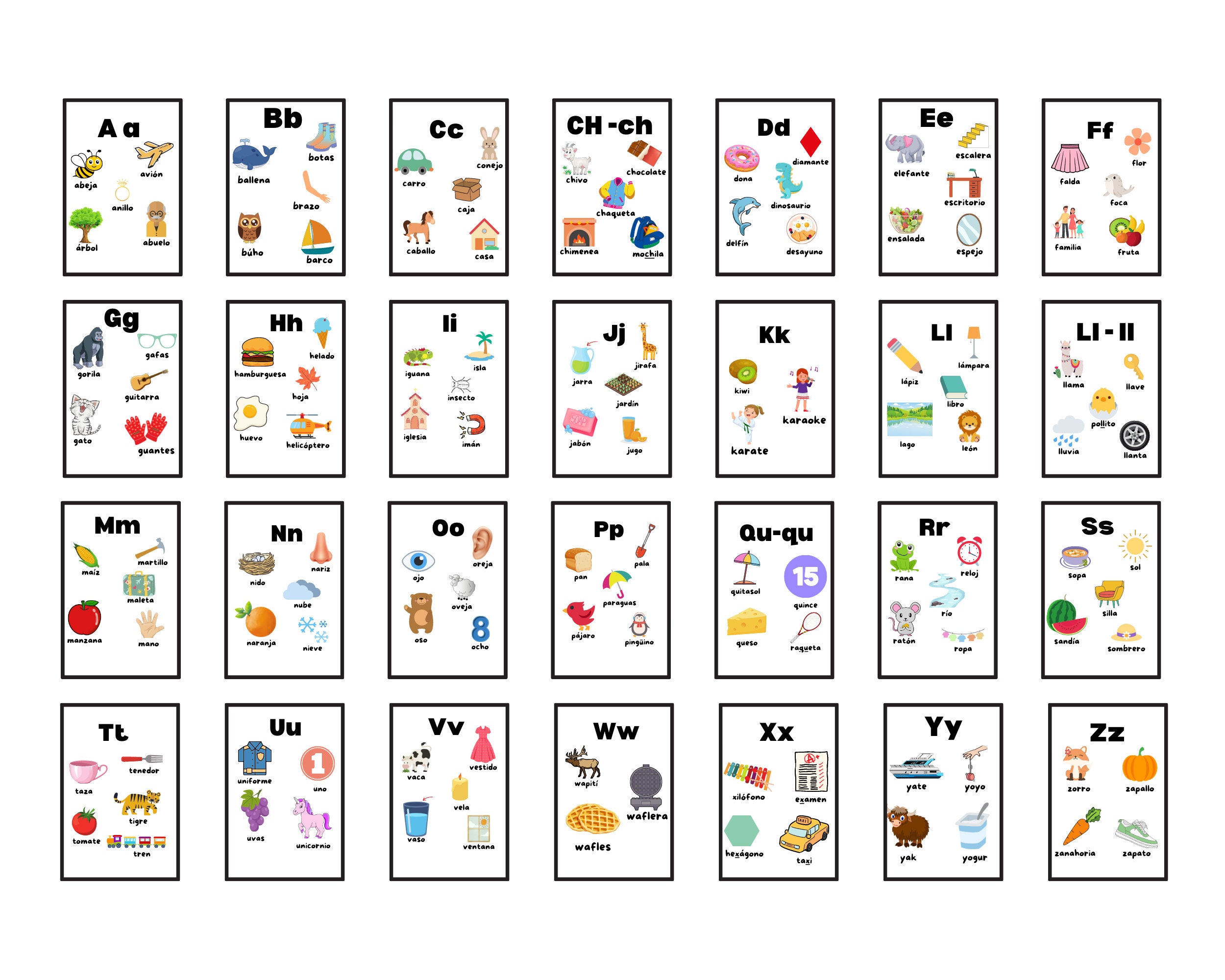 Set of 28 Spanish Alphabet Posters Pre-k Poster Alphabet - Etsy