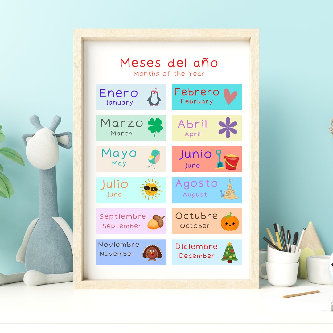 Month Names Spanish Vocabulary Poster Preschool-educational - Etsy