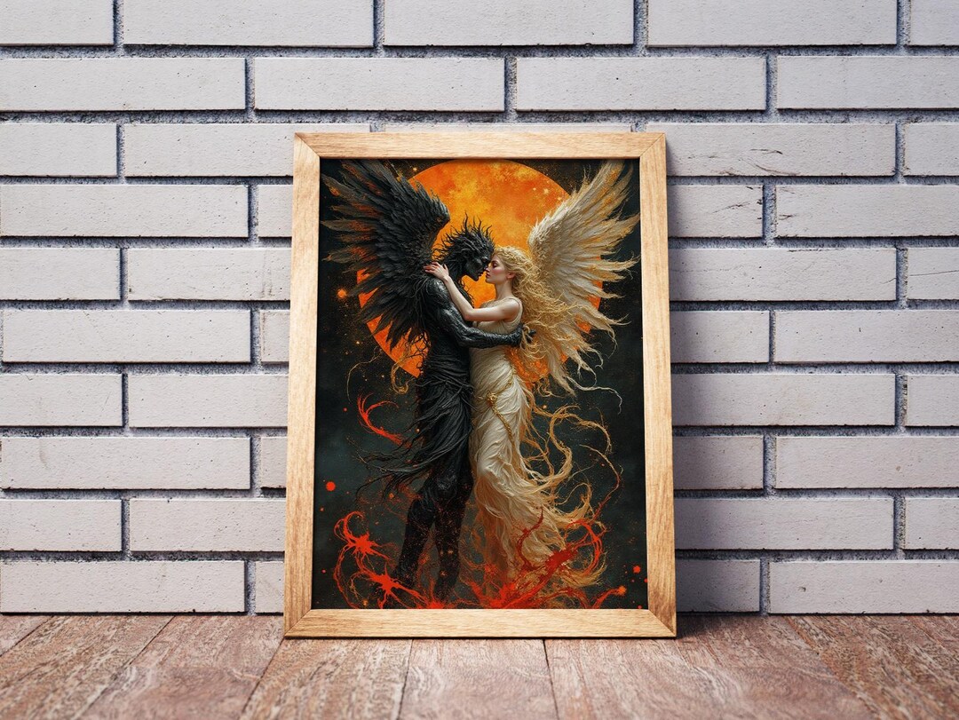 Devil and Angel Wall Painting,home Wall Decoration,homa Wall Poster ...