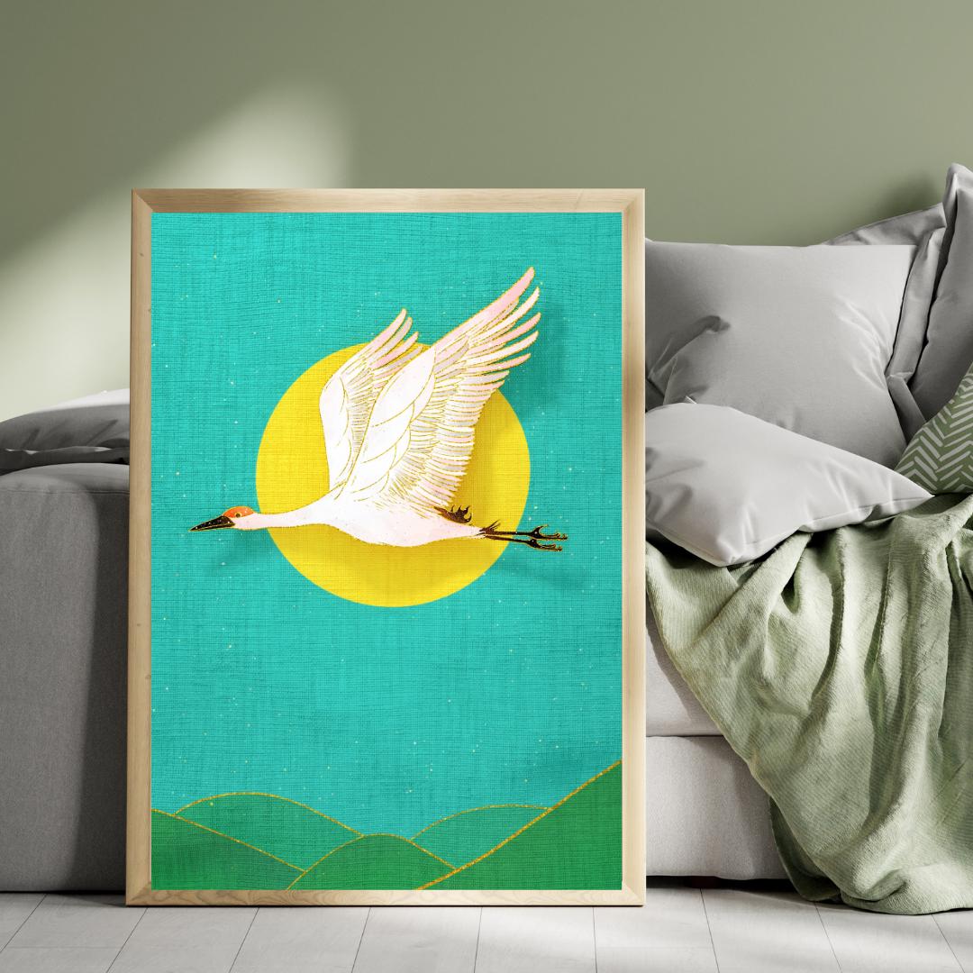 Flying Stork Picture, Canvas Poster, Canvas Wall Art, Wood Wall Art ...
