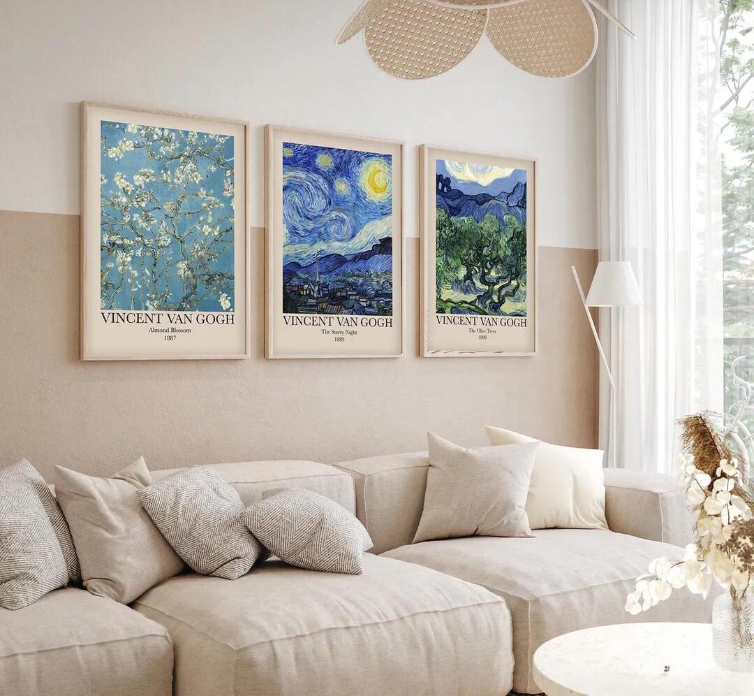 Vincent Van Gogh 3-piece MDF Wall Art Set - Starry Night, Almond ...