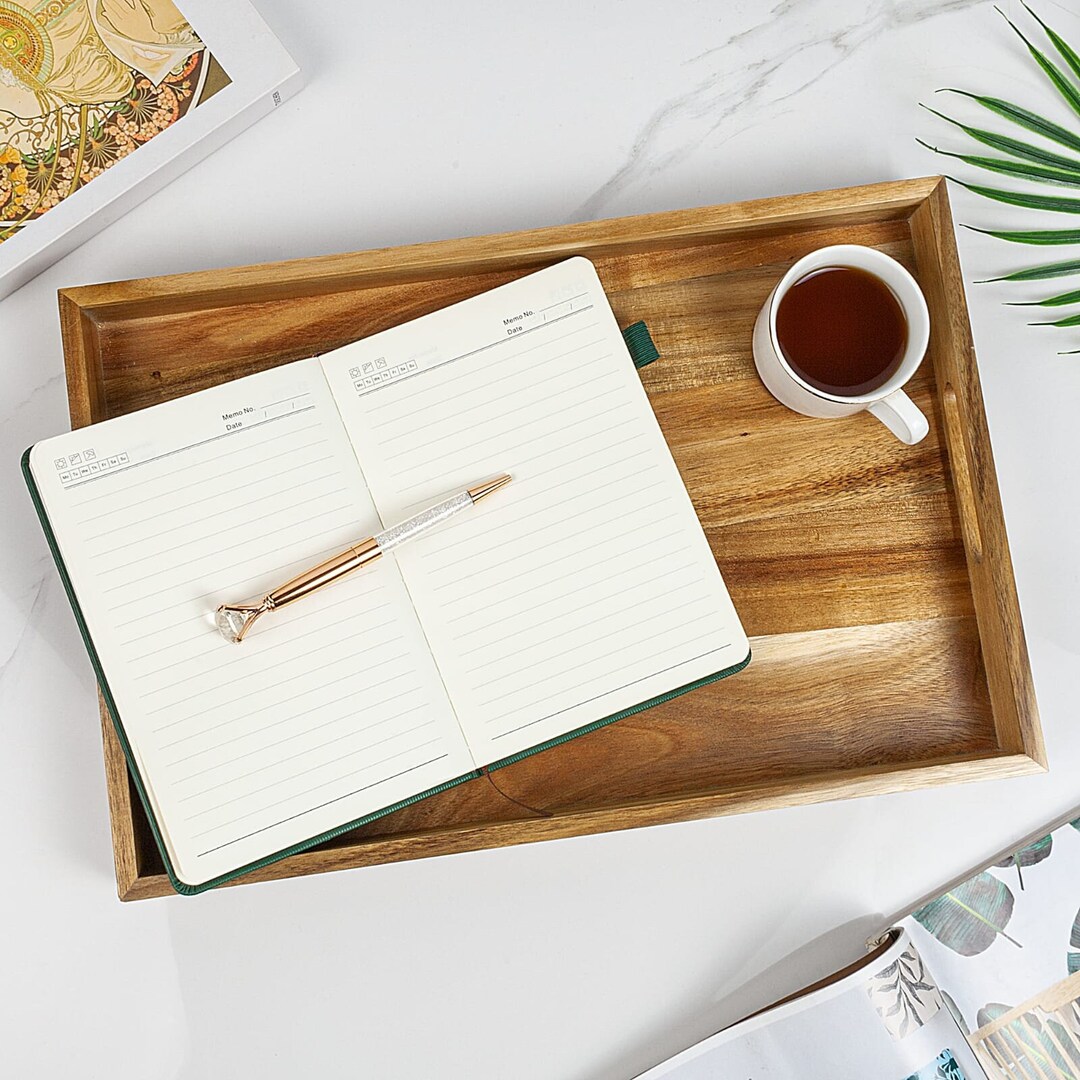 Acacia Wooden Serving Tray With Handles - Perfect for Serving Breakfast ...