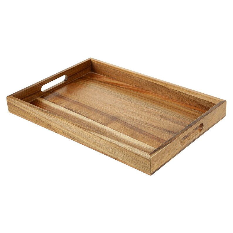 Acacia Wooden Serving Tray With Handles Perfect for Serving Breakfast ...