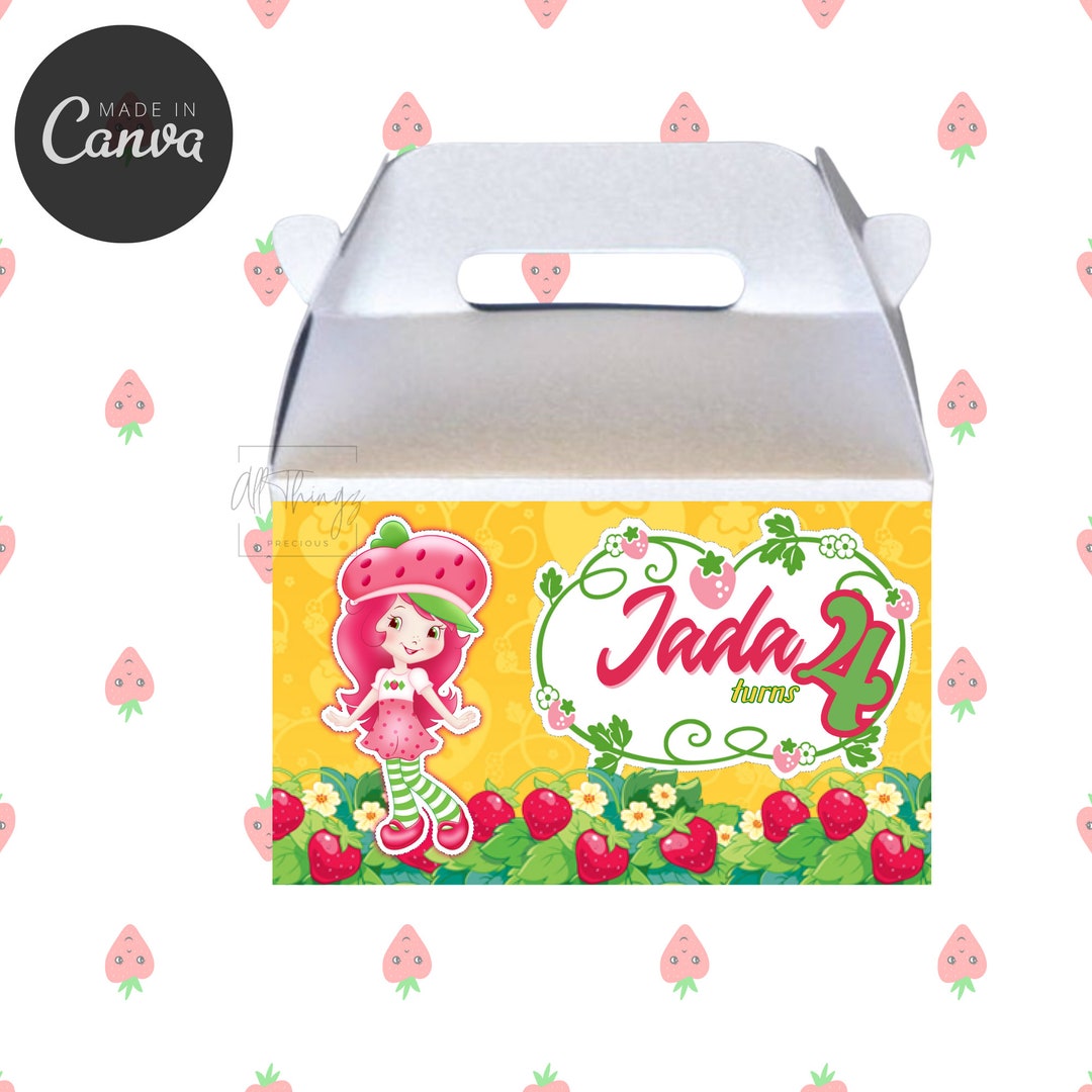 Party Box Template Gable Box Strawberry Shortcake Party Favor Editable ...