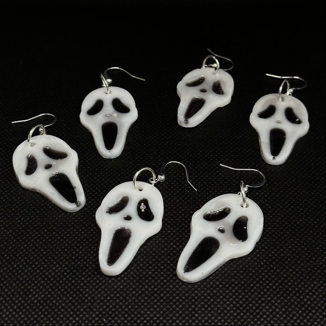 Scream Ghostface Halloween Resin Spooky Earrings 925 Silver Earring ...
