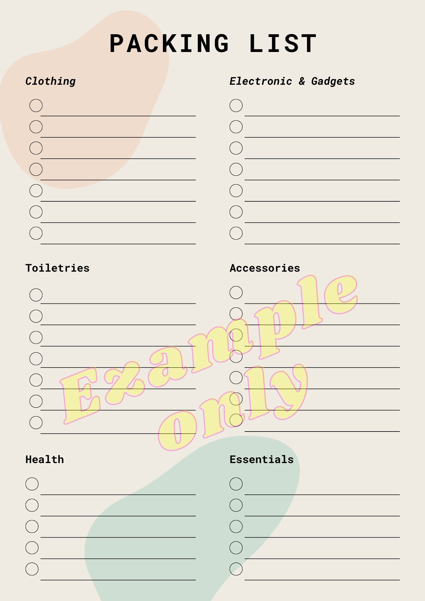 Travel Packing Checklist- PDF - Etsy