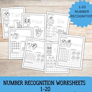 1-20 Number Tracing Preschool Worksheet Printable Handwriting Practice ...