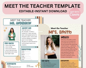 Meet the Teacher Classroom Printable Template, Teacher Introduction ...