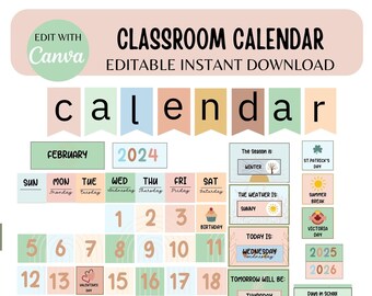 Classroom Calendar Display and Weather Station, Editable Printable ...