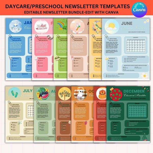Daycare Newsletter Template - Etsy