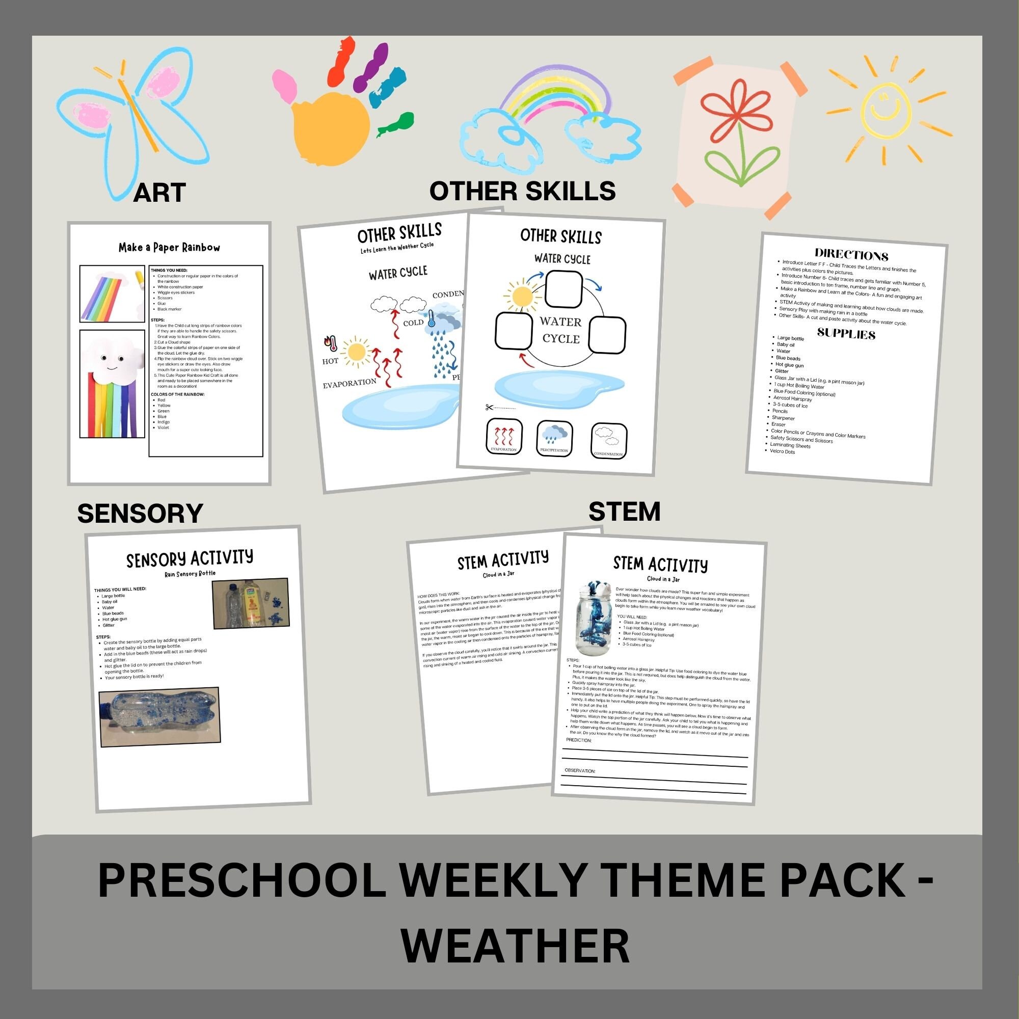 Weather Theme Weekly Preschool Curriculum Worksheets Homeschool ...