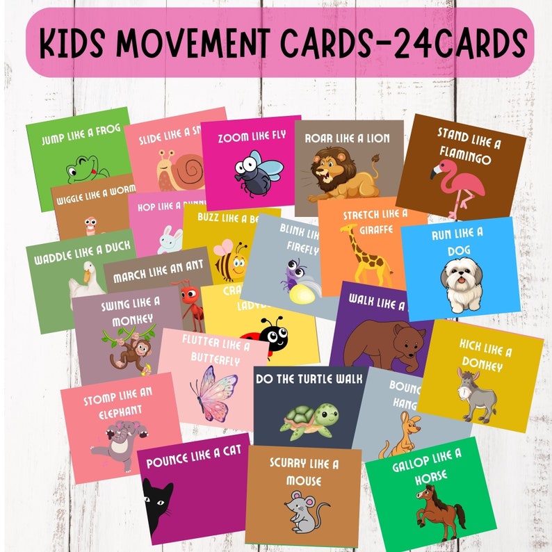Animal Movement Cards Movement Activity Action Cards Circle Time ...