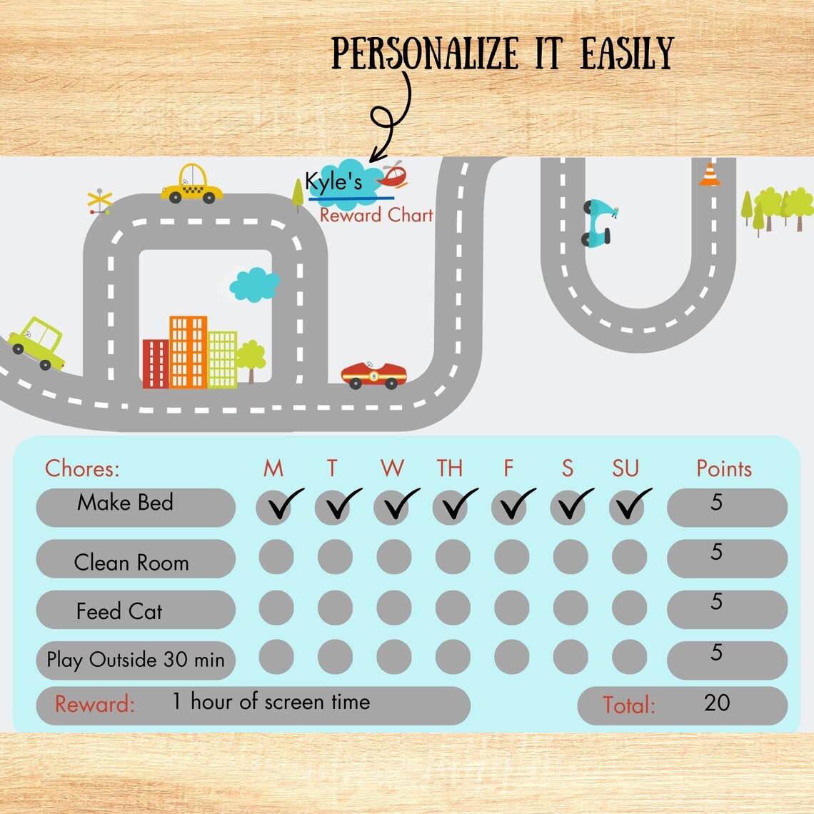 Editable Reward Chart for Multiple Kids Daily Checklist - Etsy