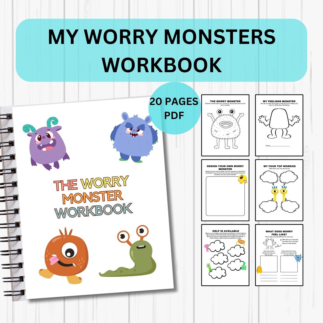 Worry Monster Anxiety Workbook for Kids CBT Worksheets Therapy Office ...