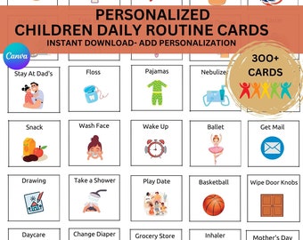 200 Daily Routine Cards With Charts/ Autism/ Visual Aid/ ABA Therapy ...