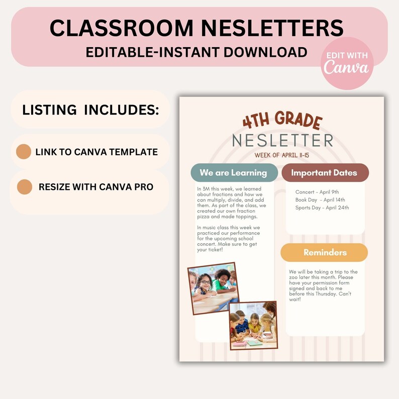 Classroom Newsletter Editable Templates Back to School Newsletter Boho ...