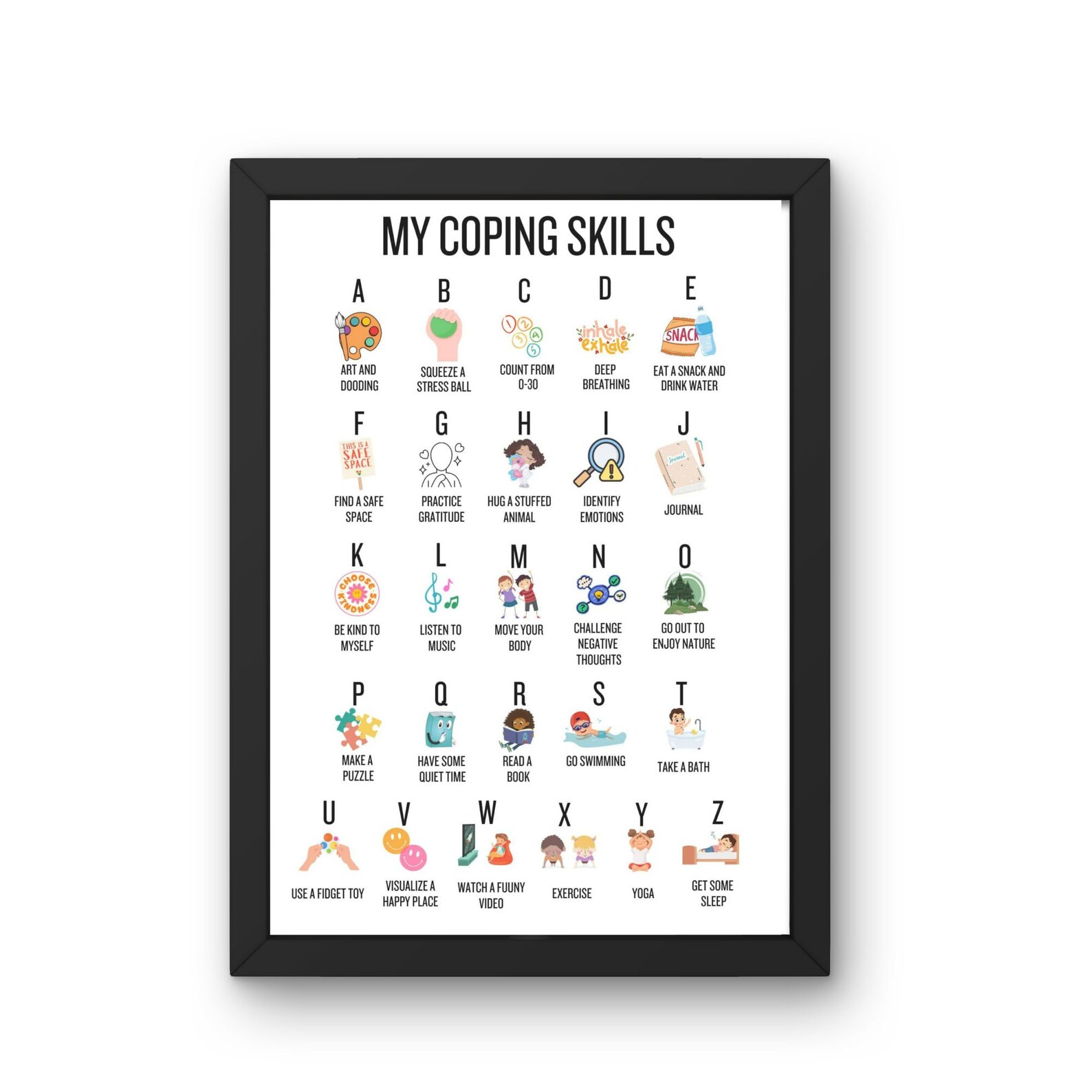 Coping Skills Alphabet Poster ABC Coping Skills Grounding Exercises for ...