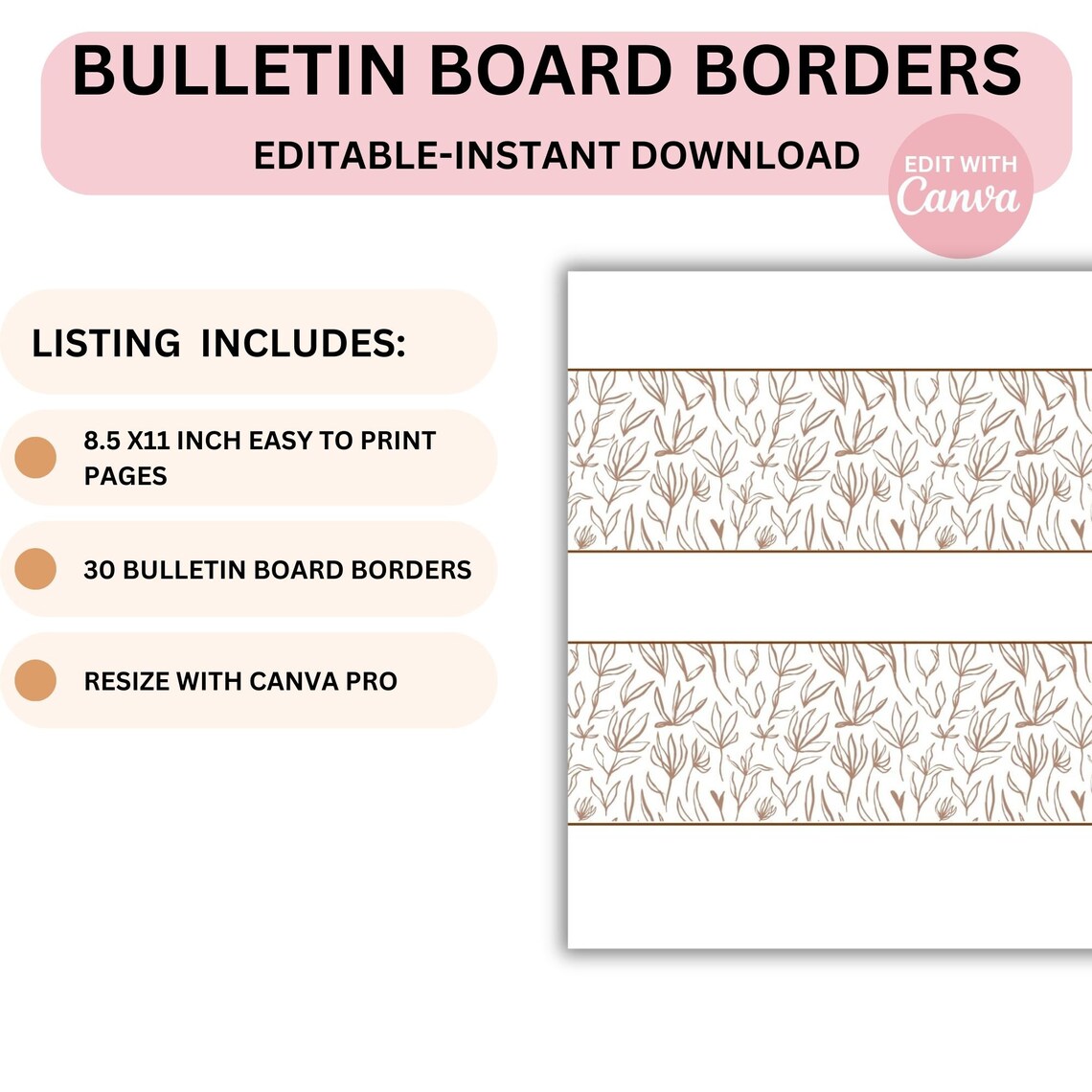 Classroom Bulletin Board Borders Editable Canva Templates Boho Modern ...