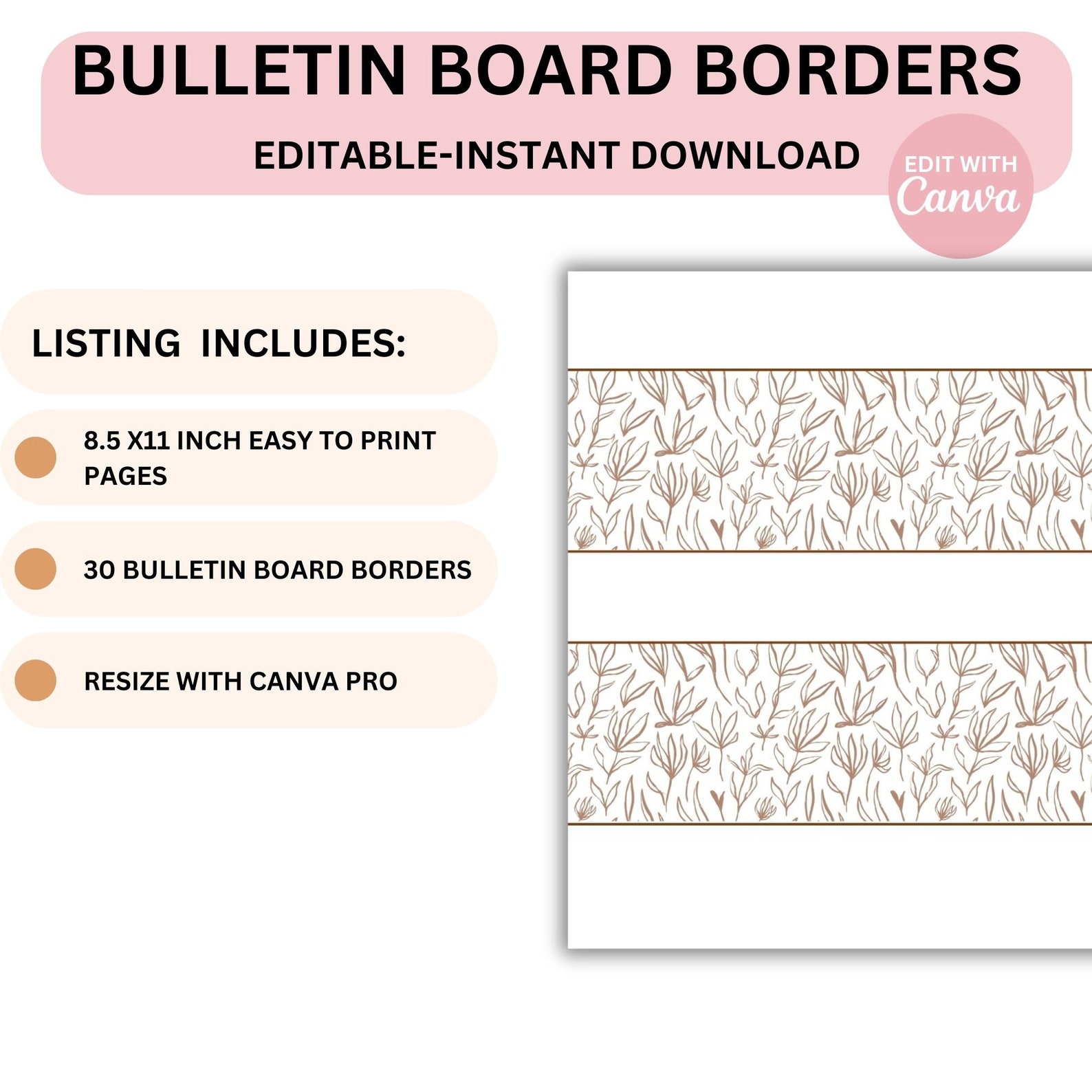 Classroom Bulletin Board Borders Editable Canva Templates Boho Modern ...