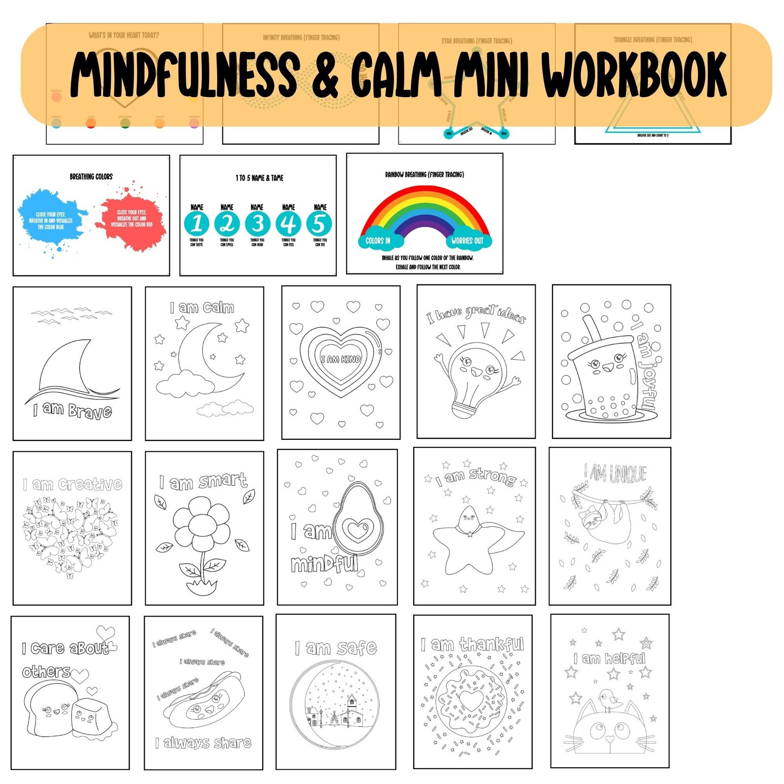 Calming Corner Mini Workbook Coping Skills for Kids Self Regulation ...
