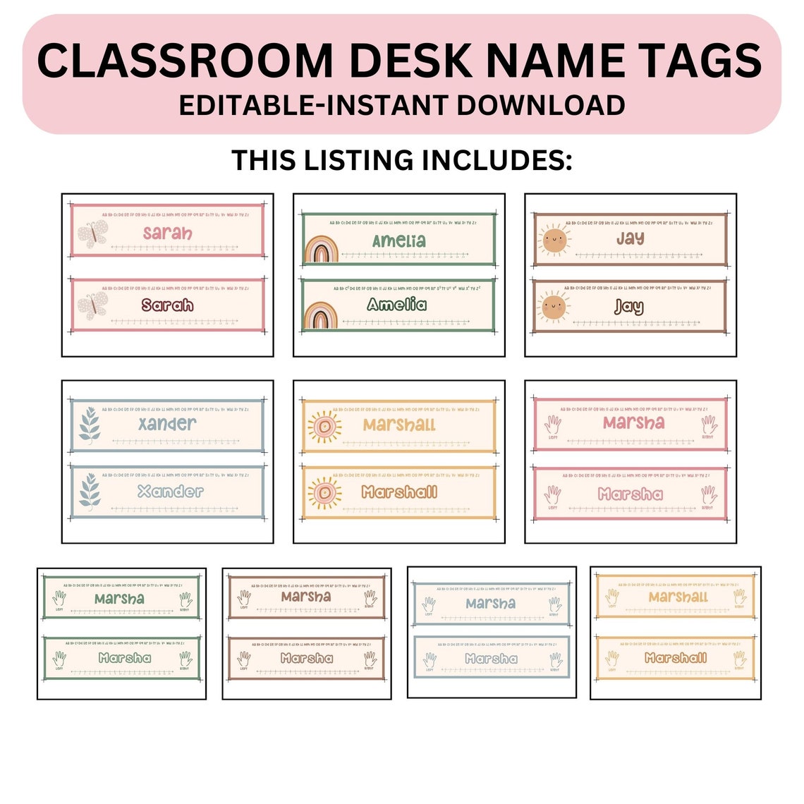 Student Desk Name Labels Editable Classroom Printables Student Name ...