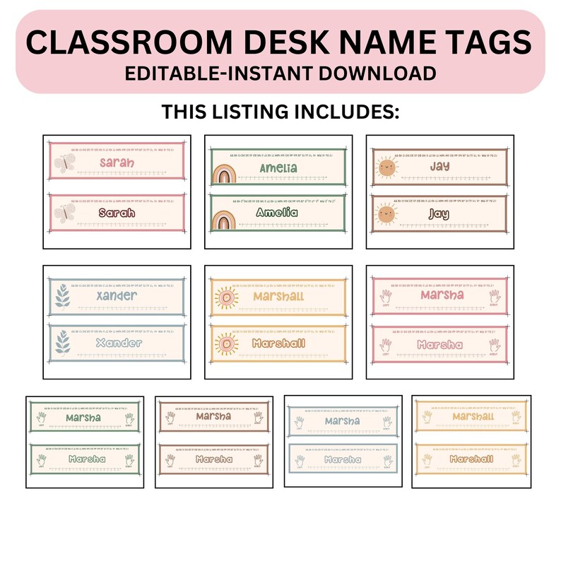 Student Desk Name Labels Editable Classroom Printables Student Name ...