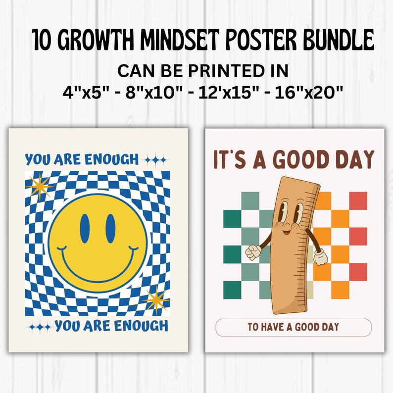 Retro Motivational Posters Groovy Classroom Decor Growth Mindset ...