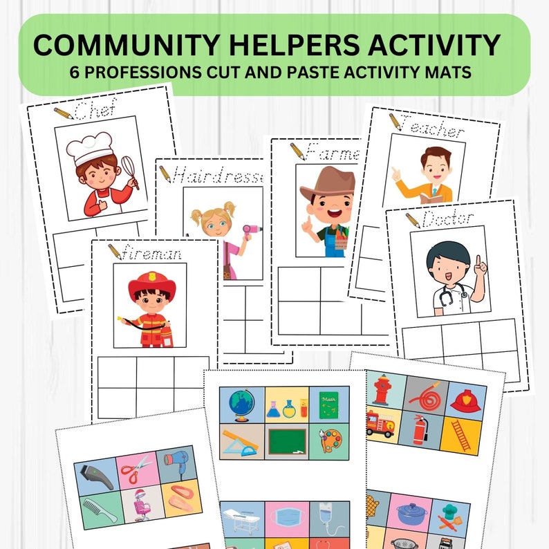 Community Helpers Preschool Sorting Mats. Professions Printable ...