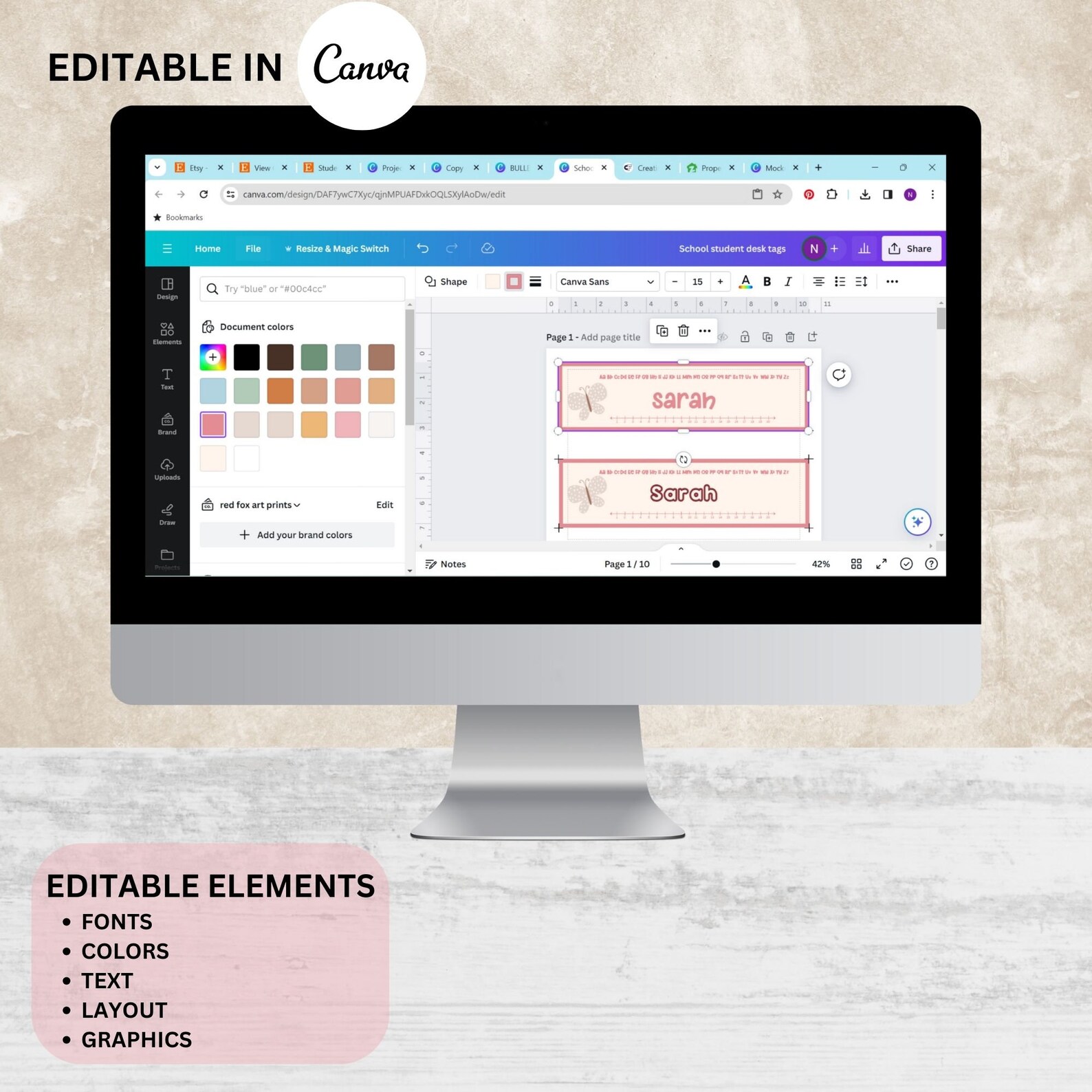 Student Desk Name Labels Editable Classroom Printables Student Name ...