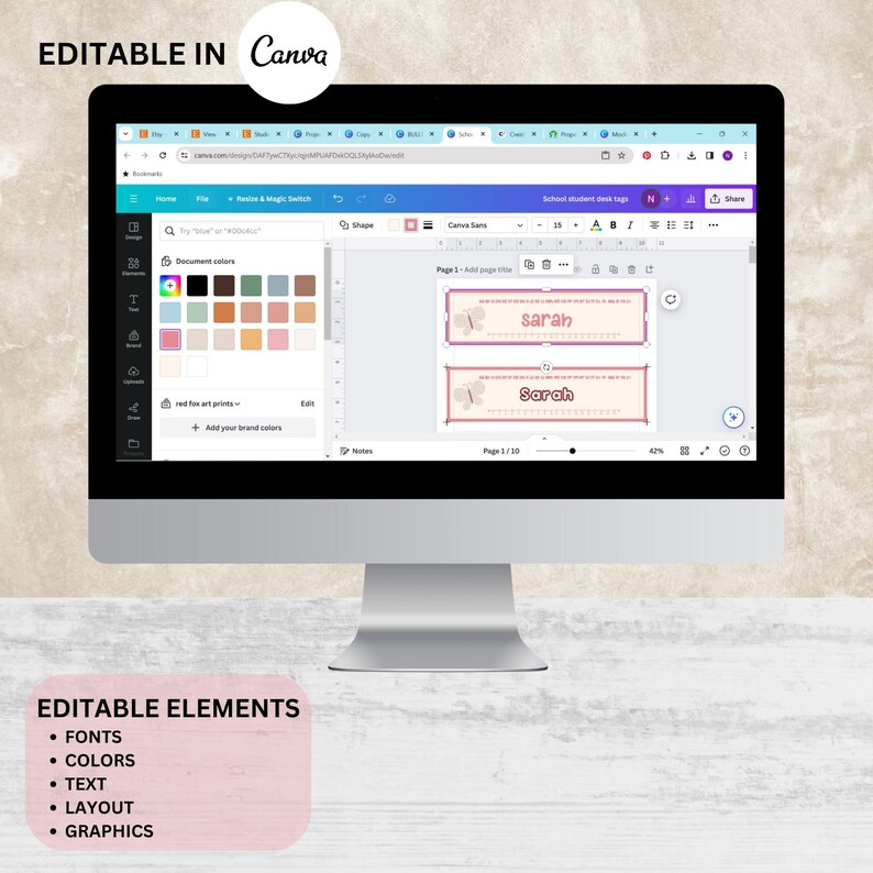 Student Desk Name Labels Editable Classroom Printables Student Name ...