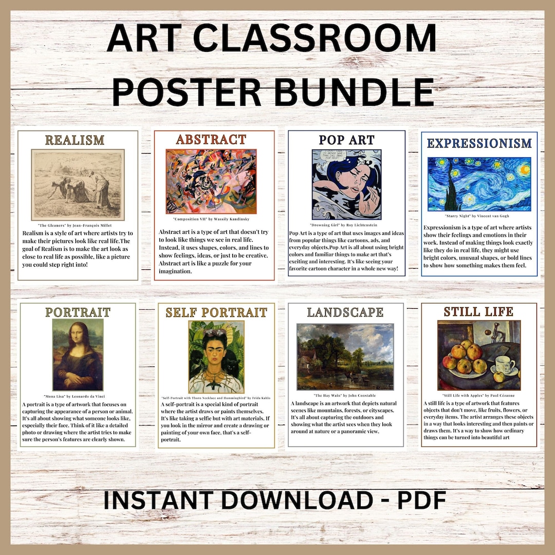 Art Classroom Poster Printable Classroom Decor Classroom Poster Bundle ...