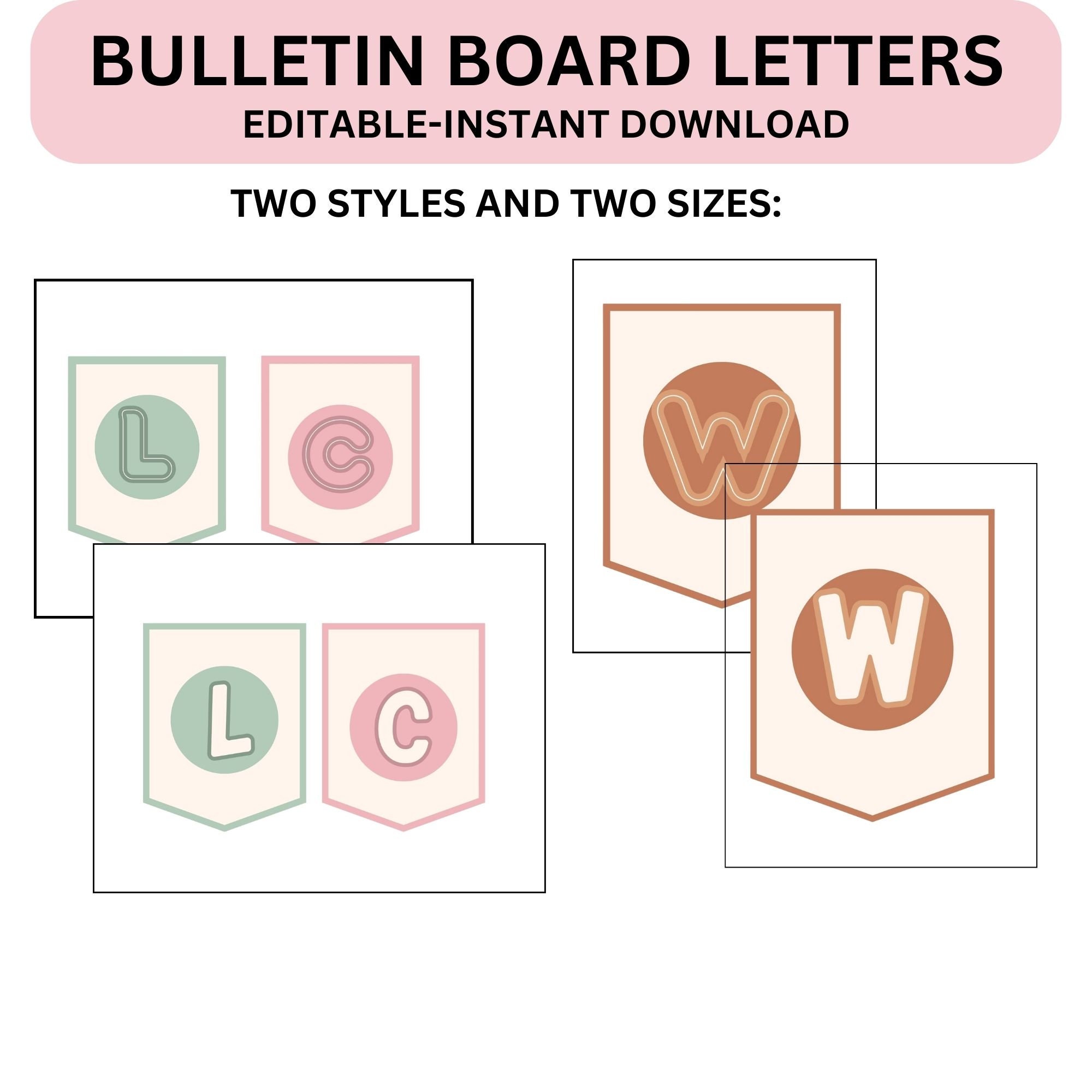 Classroom Bulletin Board Letters Editable in Canva Boho Modern ...