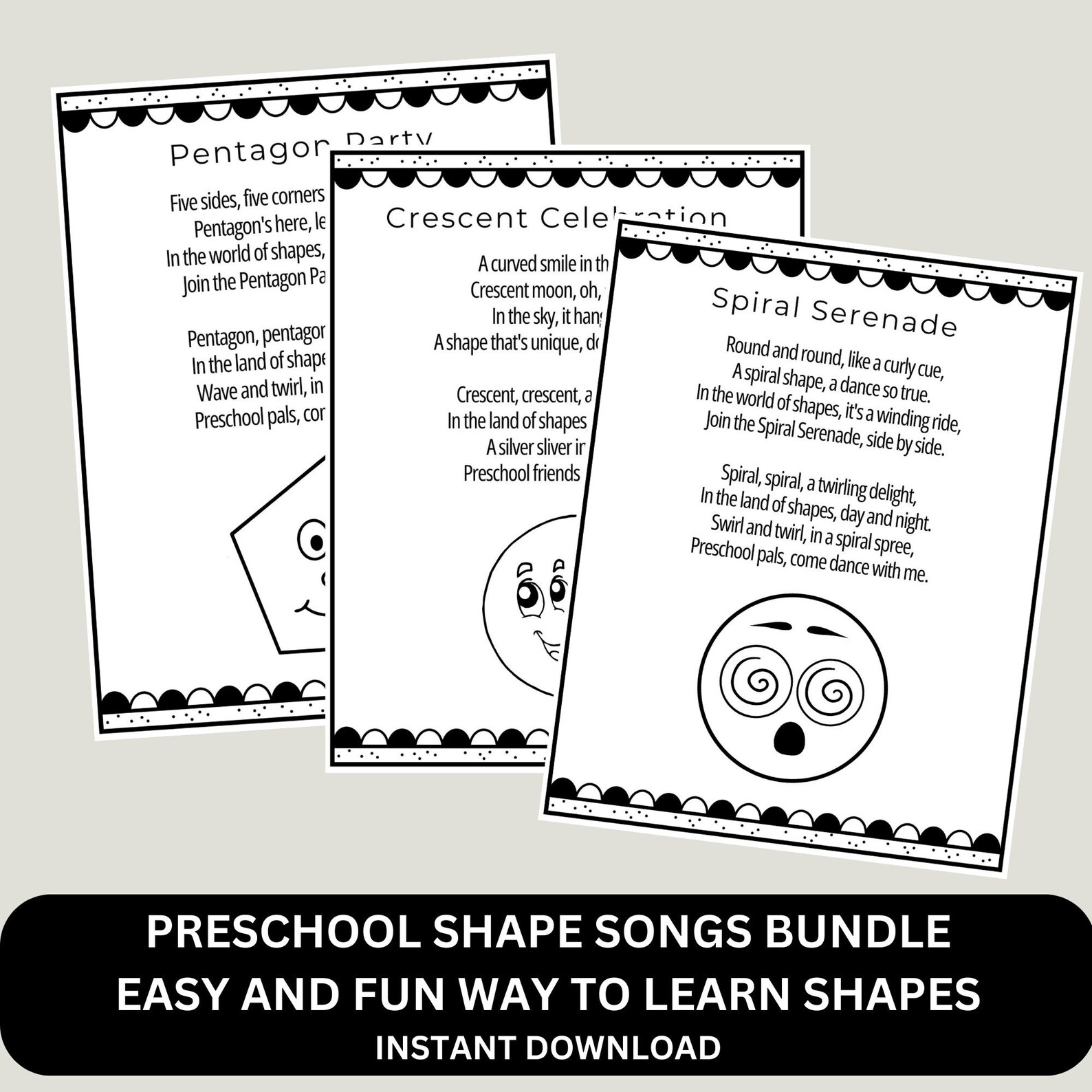 15 Shapes Song Cards Preschool Materials Homeschool Printables ...