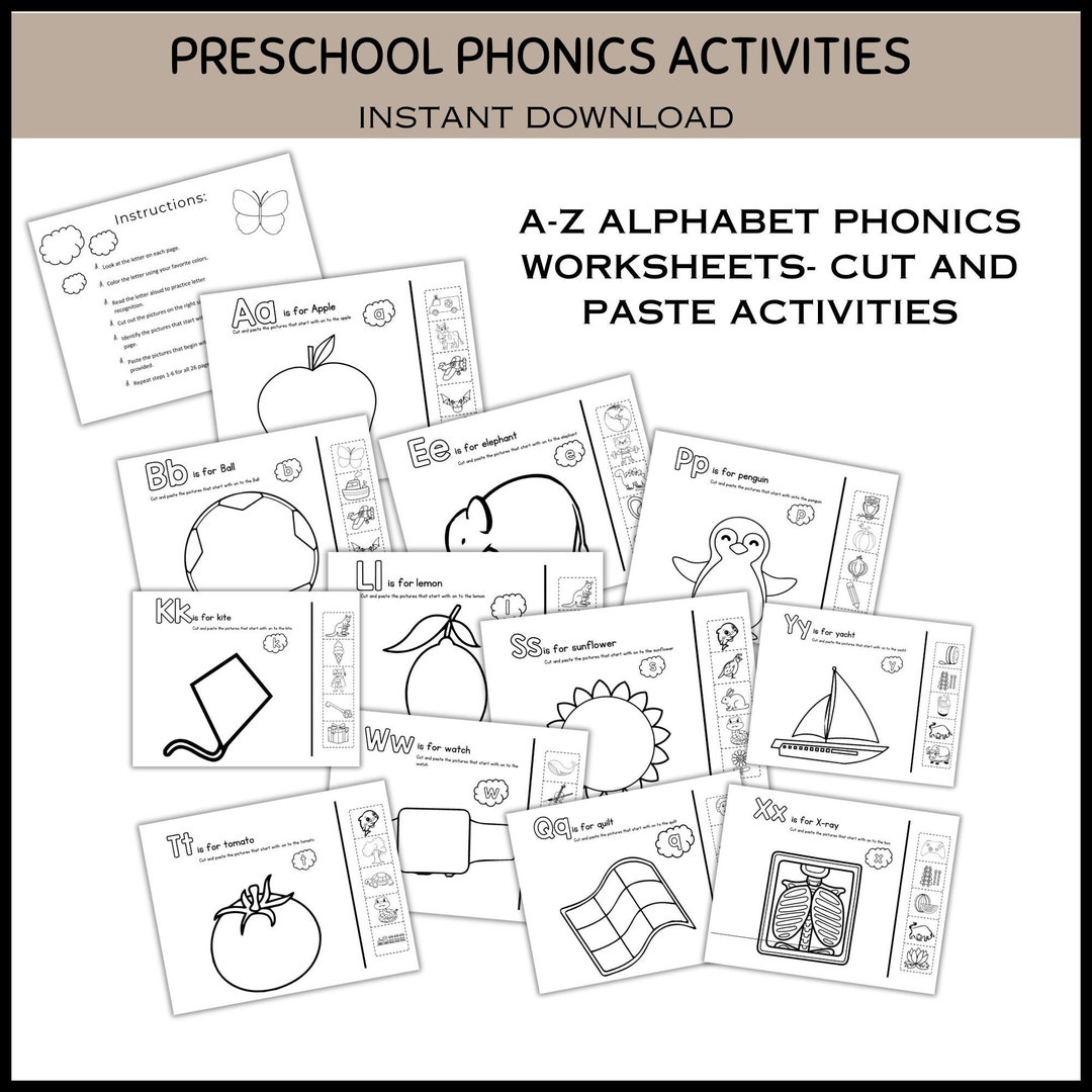 26 Printable Beginning Sounds Worksheets Preschool-1st Grade Phonics ...