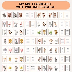 Printable Alphabet Flash Cards With Writing Practice Classroom Decor ...