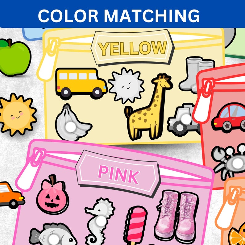 Color Matching Activities Color Sorting Game Toddler Busy Book ...