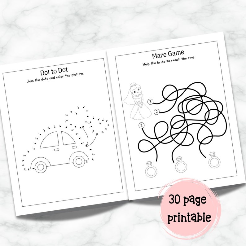Kids Wedding Activity Pack Wedding Activity Book Coloring Book for Kids ...