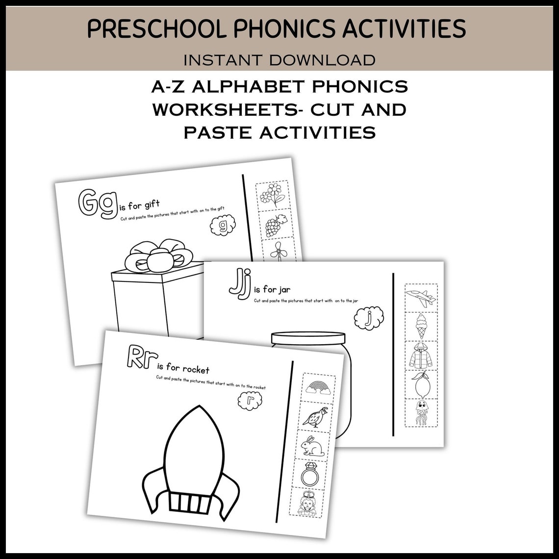 26 Printable Beginning Sounds Worksheets Preschool-1st Grade Phonics ...
