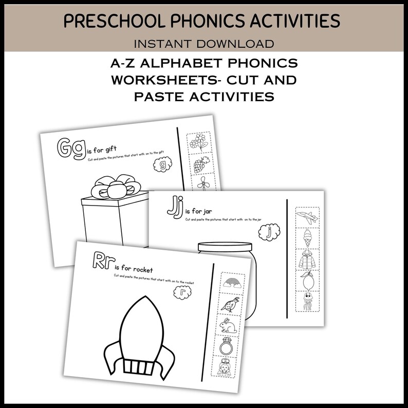 26 Printable Beginning Sounds Worksheets Preschool-1st Grade Phonics ...