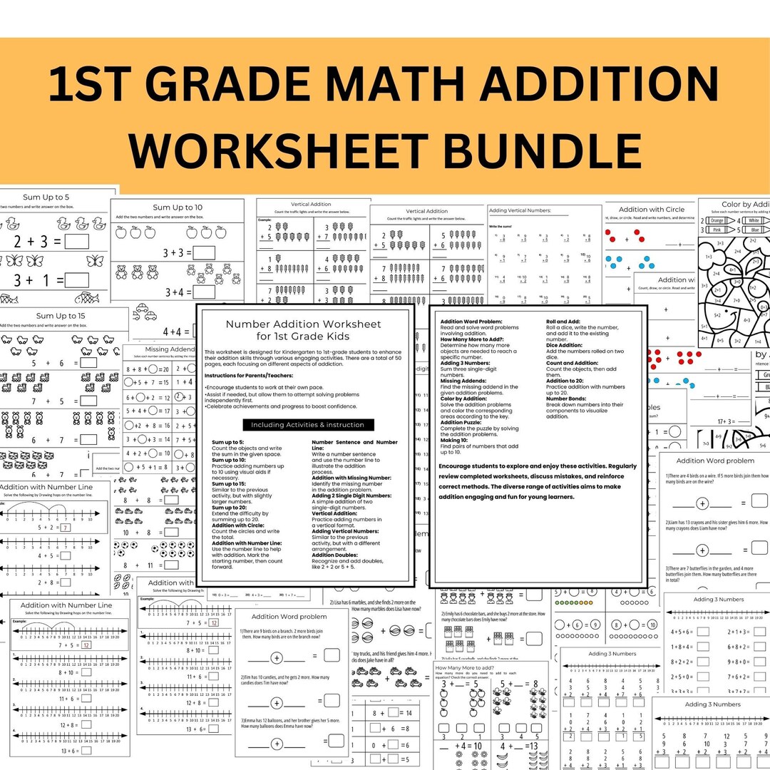 Math Worksheet 1st Grade Math Addition Worksheet First Grade Math ...
