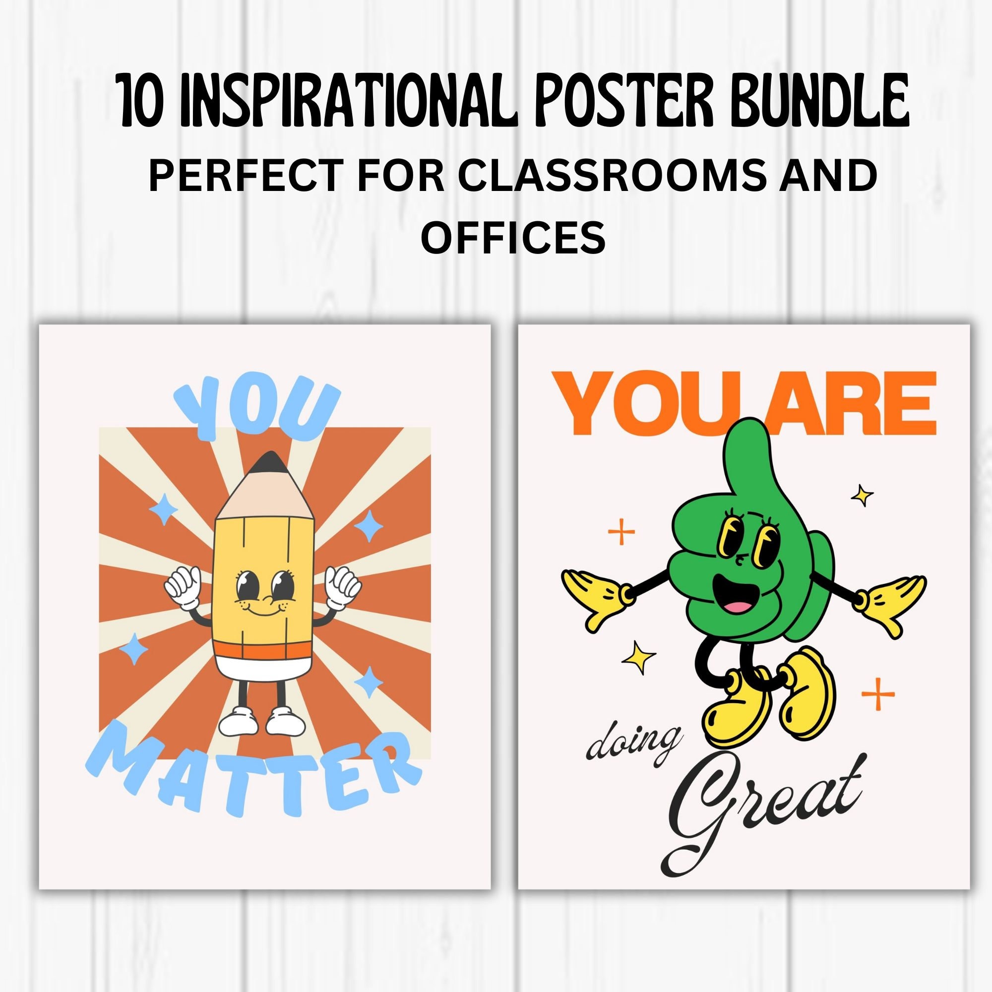 Retro Motivational Posters Groovy Classroom Decor Growth Mindset ...