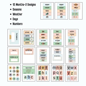 Classroom Calendar Display and Weather Station, Printable Modern Boho ...