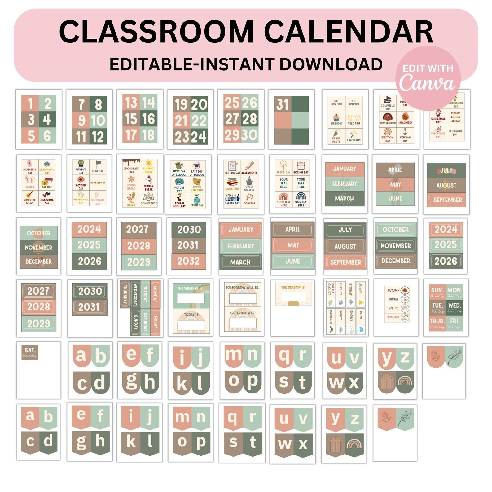 Classroom Calendar Display Weather Station Season Station Printable ...