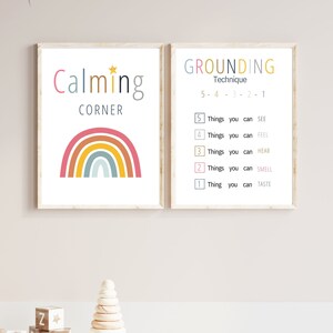 Set of 12 Soft Boho Calming Corner Posters Coping Techniques Wall Art ...