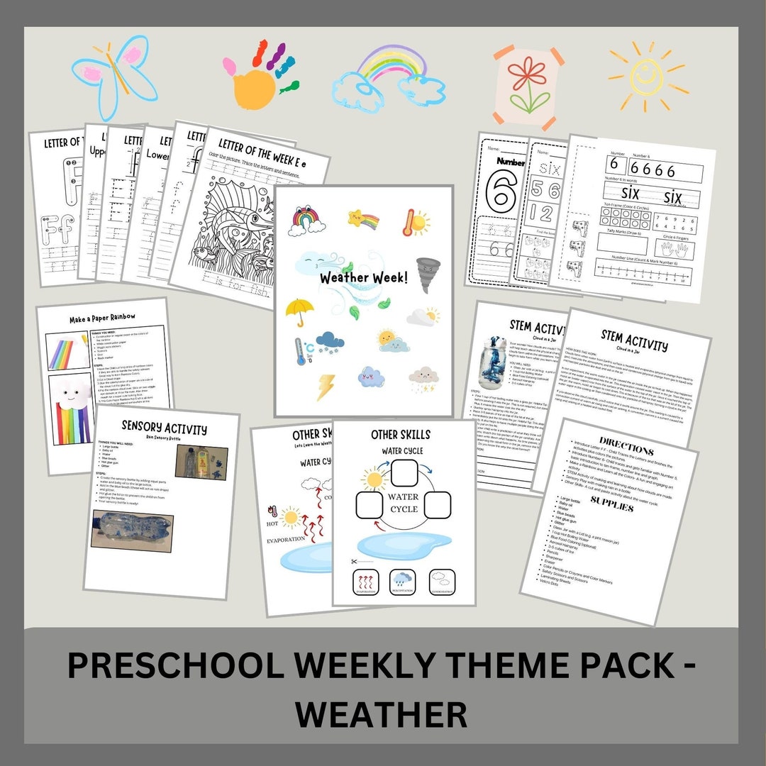 Weather Theme Weekly Preschool Curriculum Worksheets Homeschool ...