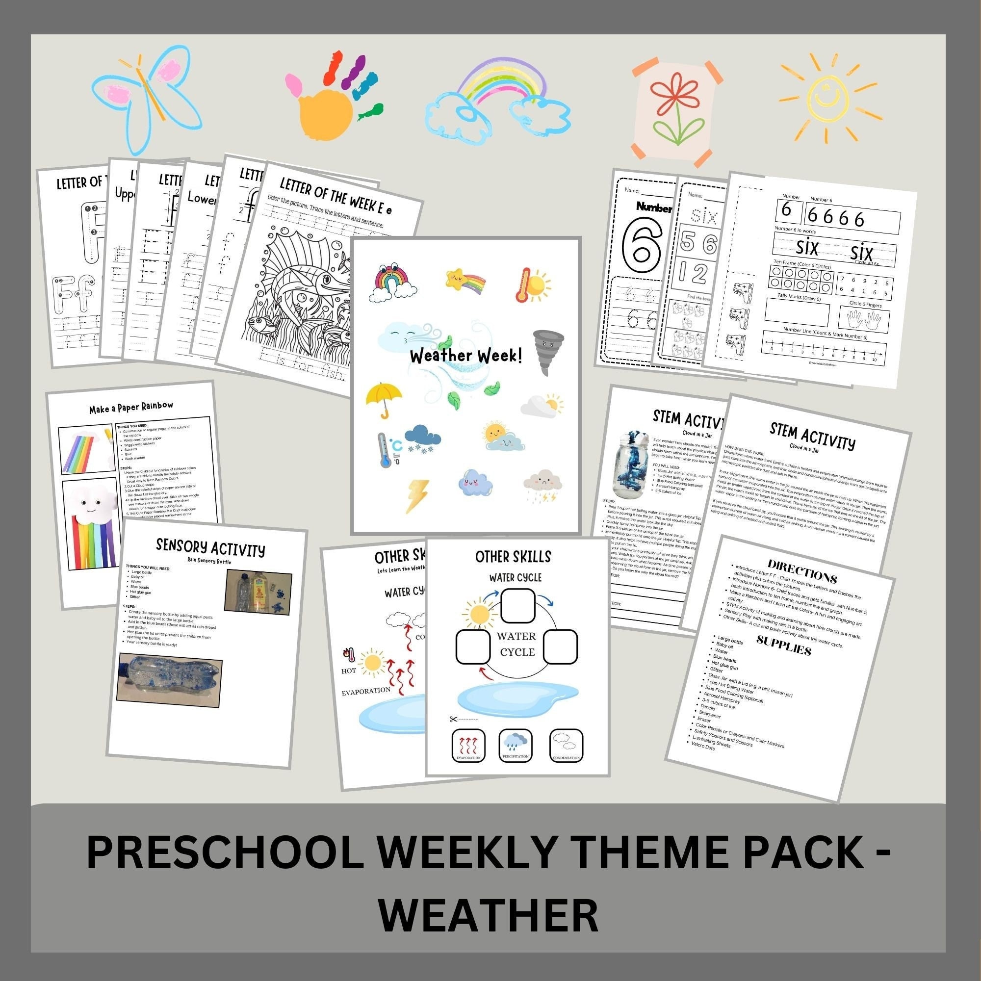 Weather Theme Weekly Preschool Curriculum Worksheets Homeschool ...